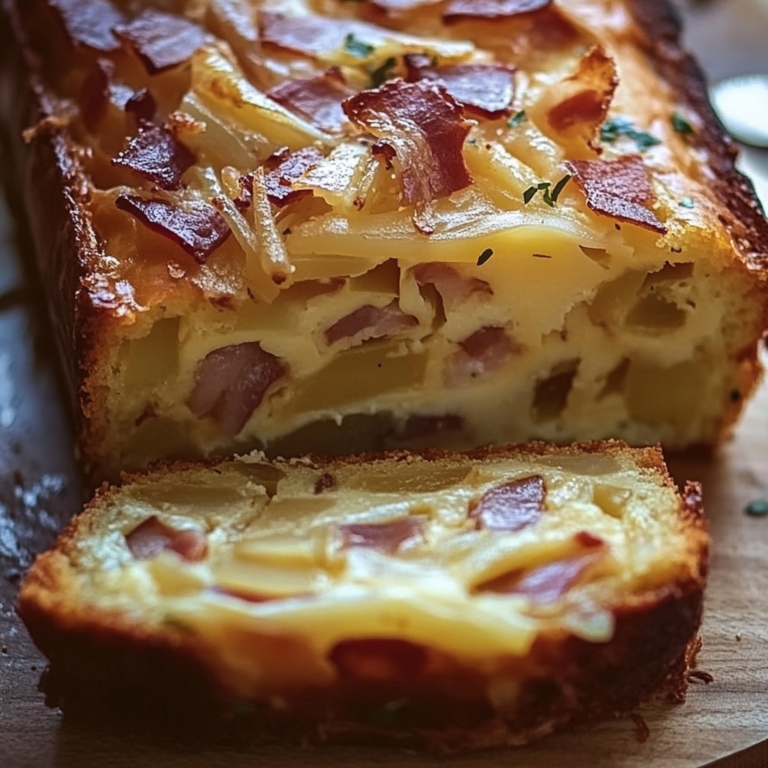 Cake gourmand aux lardons, oignons et raclette – recettes en famille